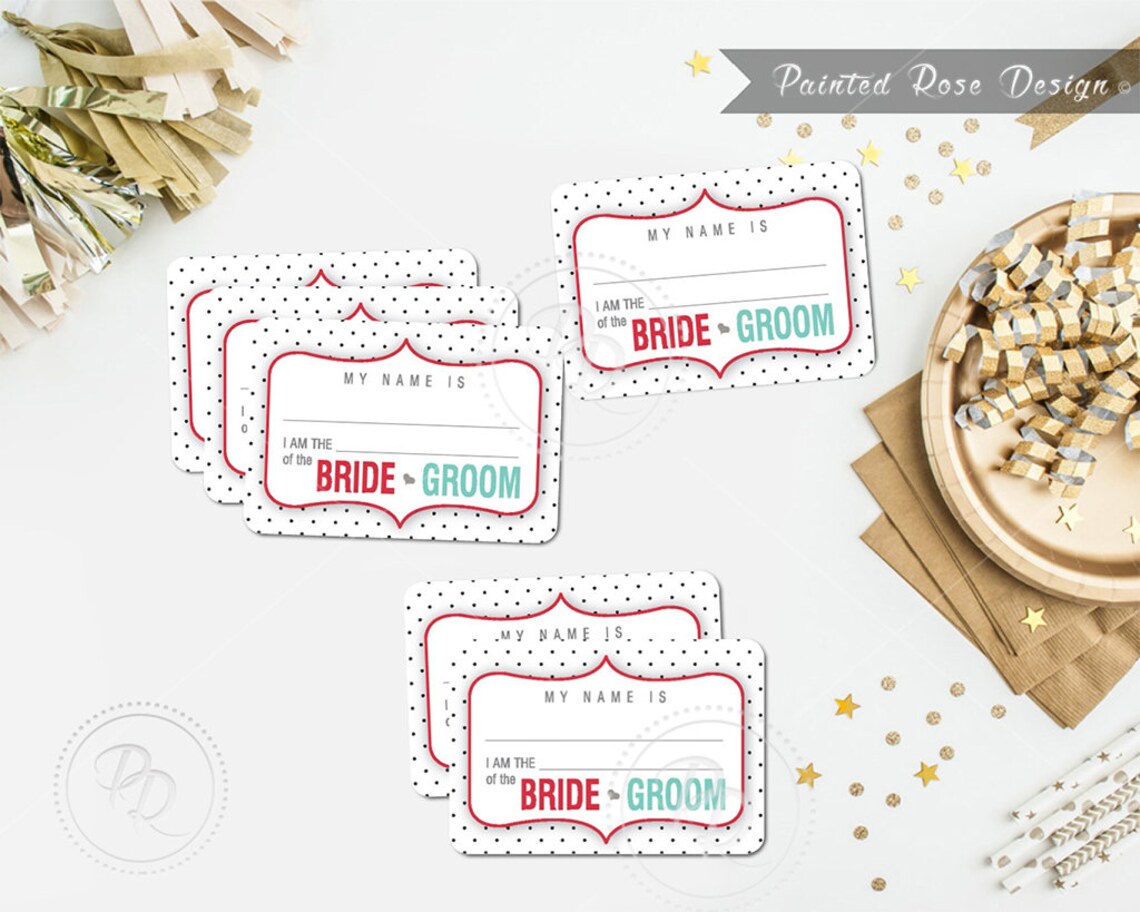 Name Tags Vintage Retro Printable Event Wedding Engagement - Etsy