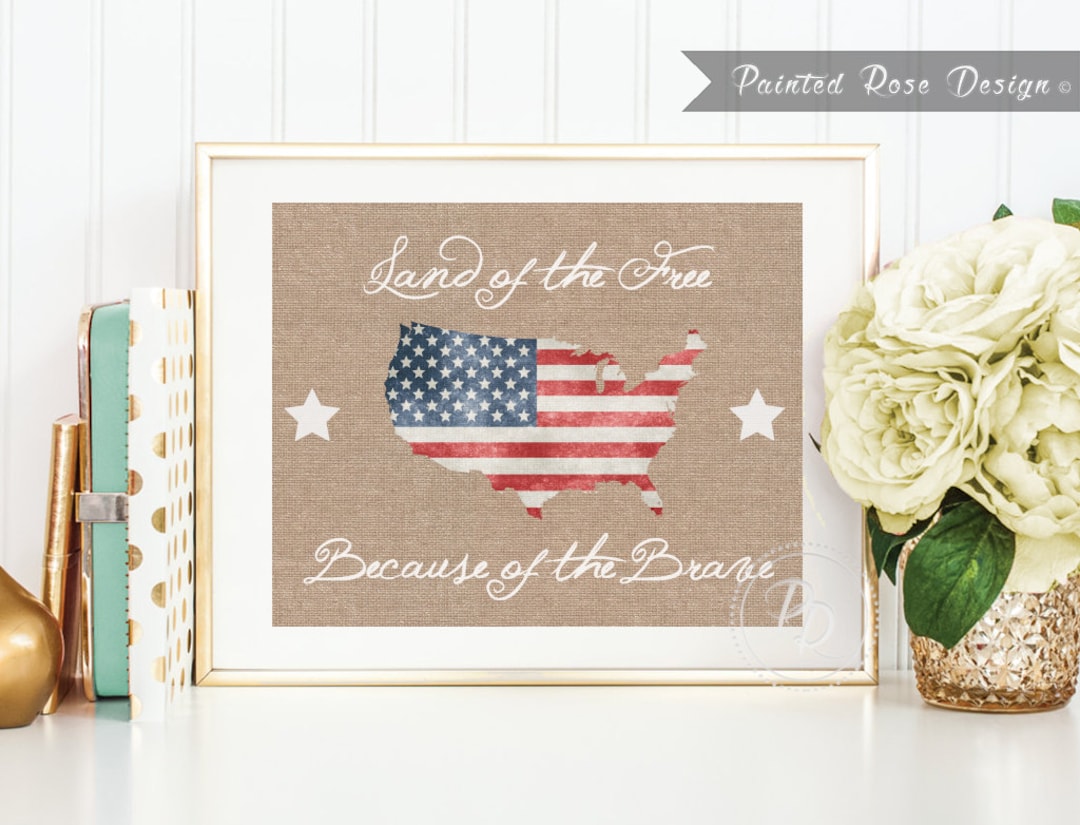 Art Print - Land of the Free Because of the Brave Patriotic American ...