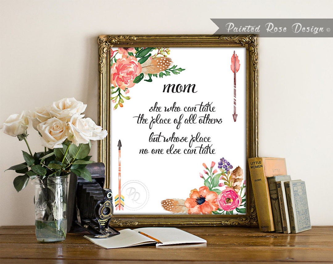 Art Print - Mother Quote Mothers Day Gift Birthday Mom Floral Digital ...