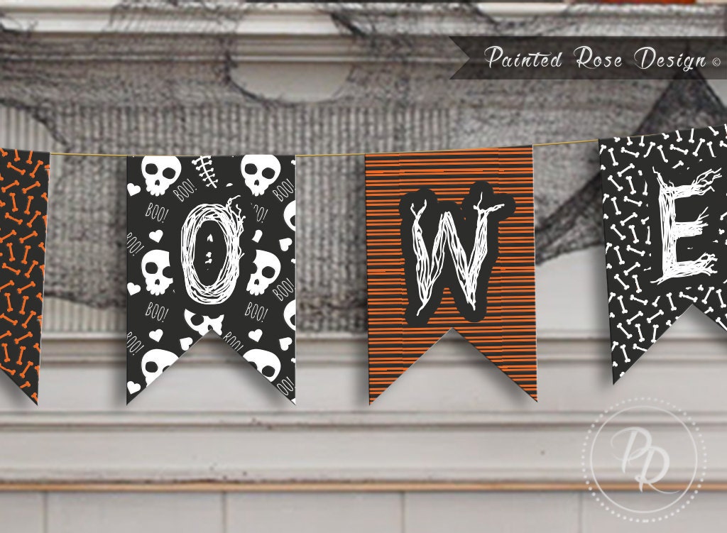INSTANT DOWNLOAD Halloween Pennant Flag Banner Rectangle Bunting Fall ...