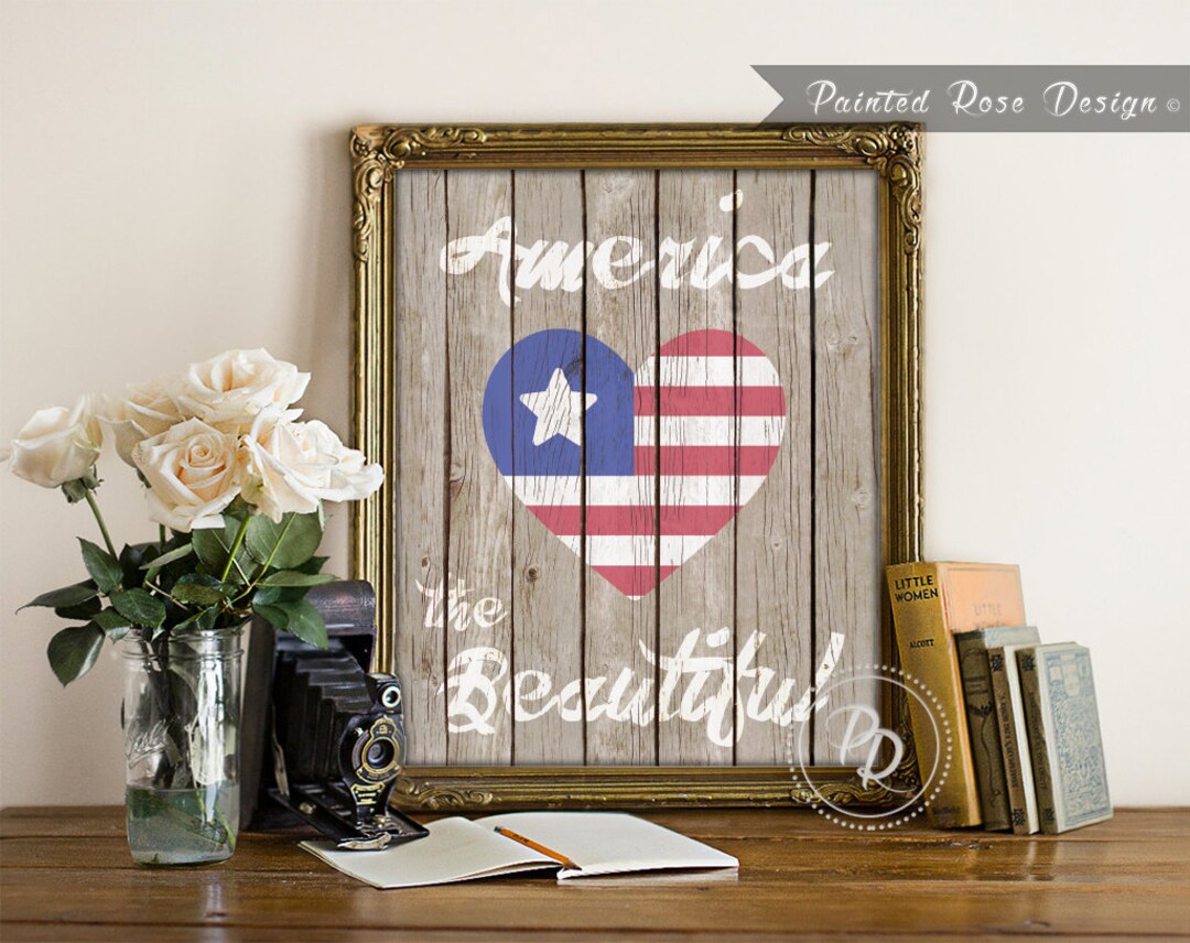 INSTANT DOWNLOAD Art Print - America the Beautiful Patriotic American ...