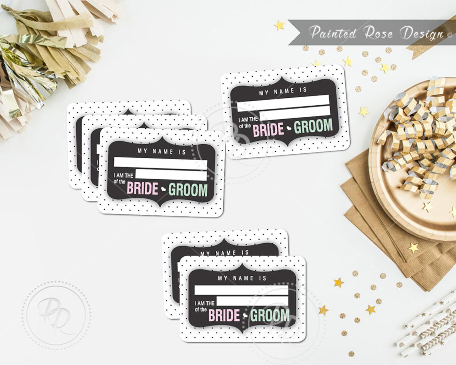 Name Tags Vintage Retro Printable Event Wedding Engagement Party ...