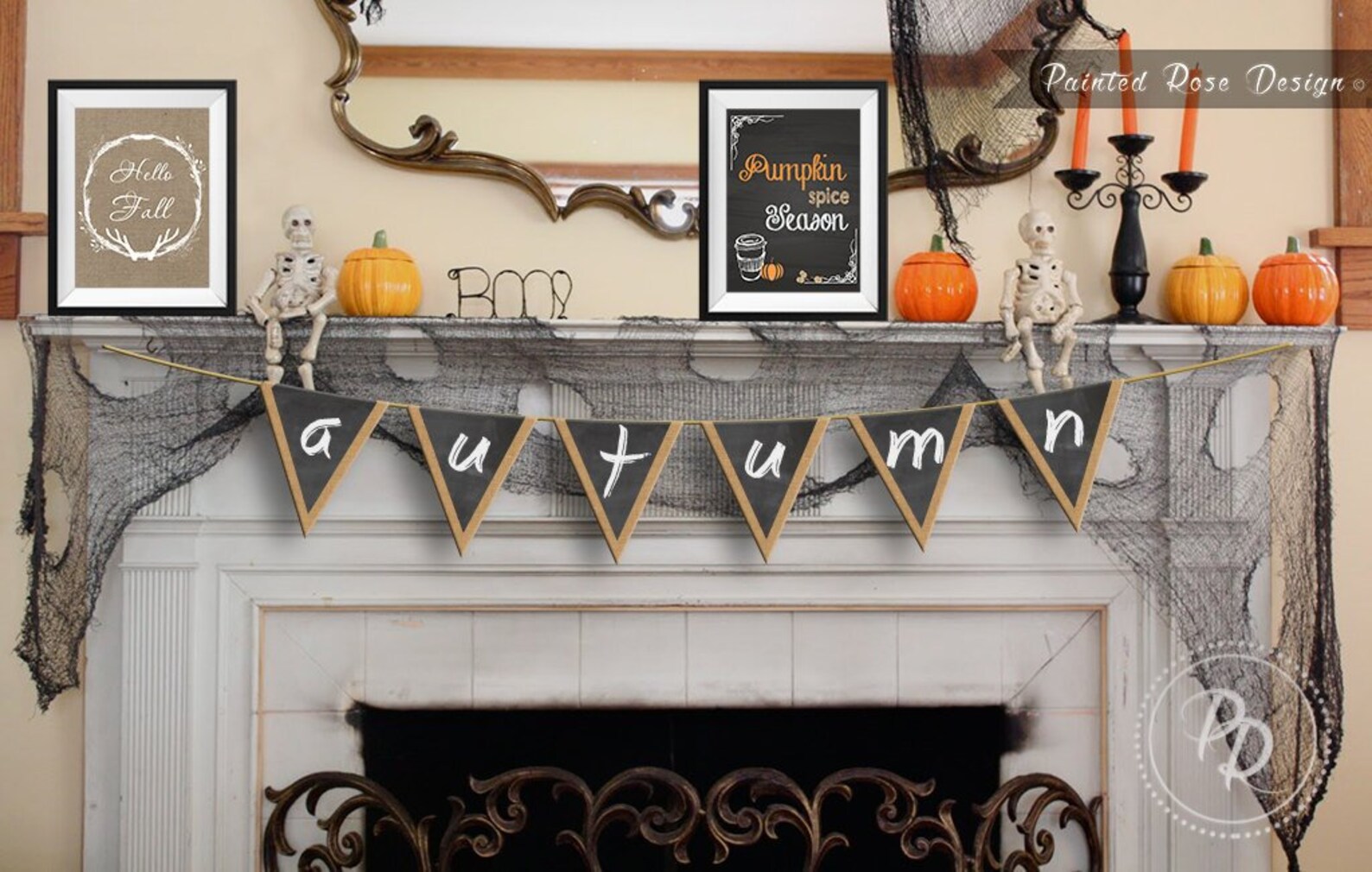 Autumn Fall Pennant Flag Banner Chalkboard Burlaptriangle Bunting - ILF ...