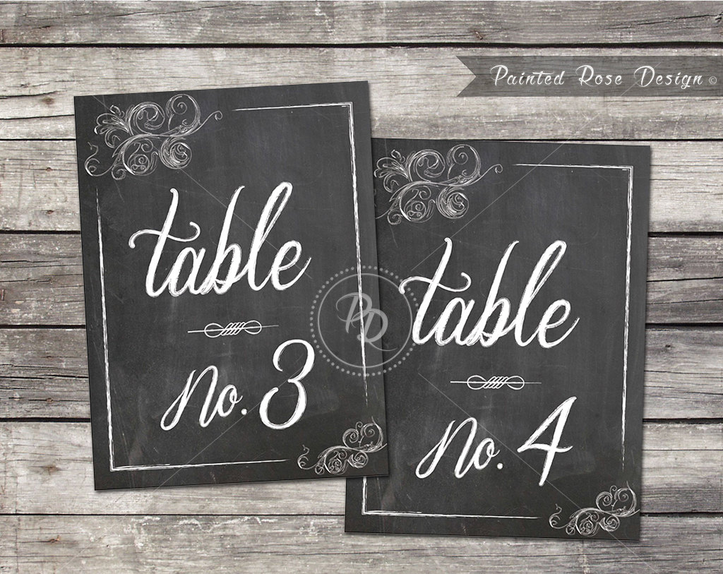 Table Numbers Chalkboard Rustic Script Digital Printable - RCS - Etsy