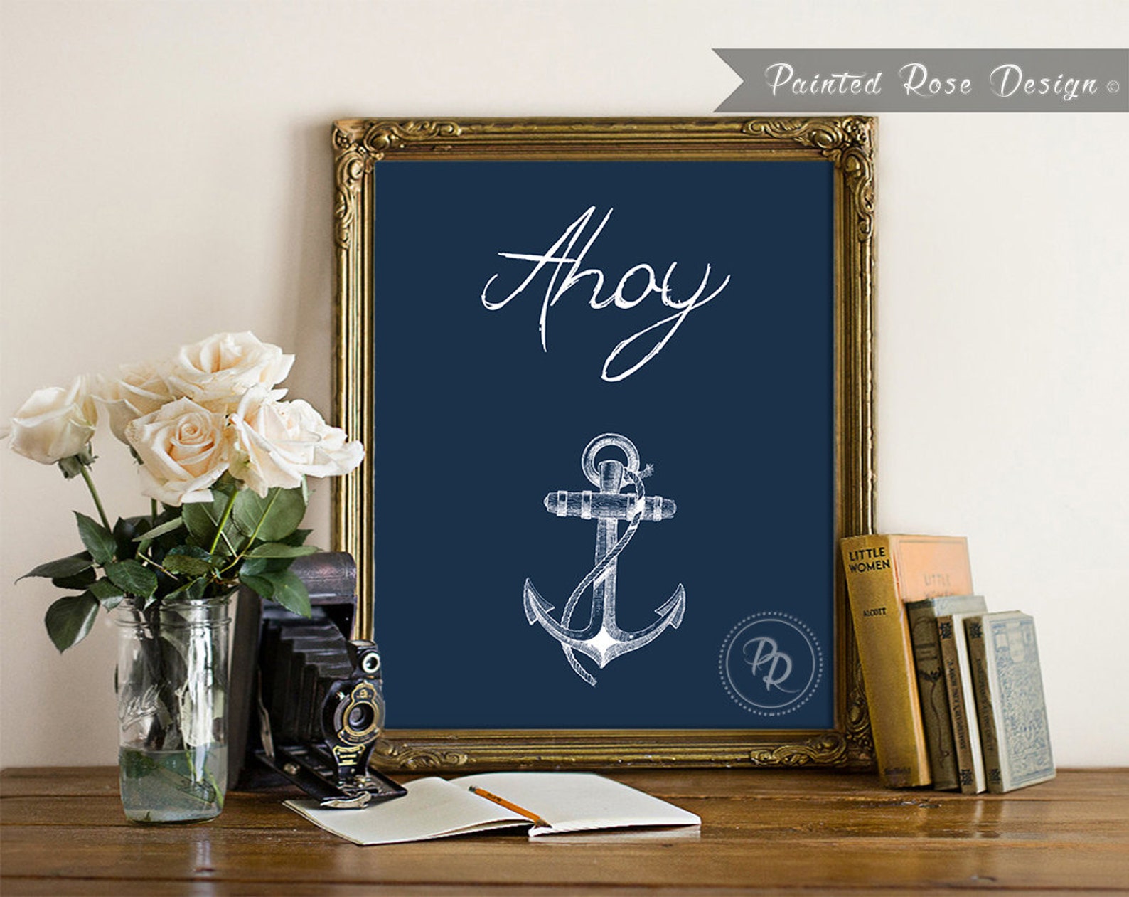 Art Print - Ahoy Nautical Anchor Digital Printable Home Décor Wall ...