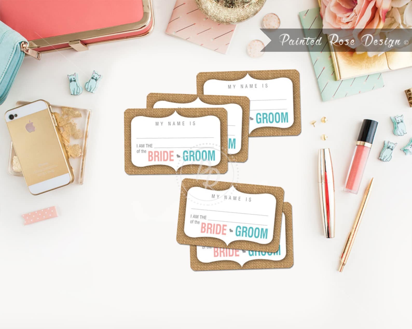 Name Tags Shabby Chic Burlap Printable Event Wedding Engagement Party ...