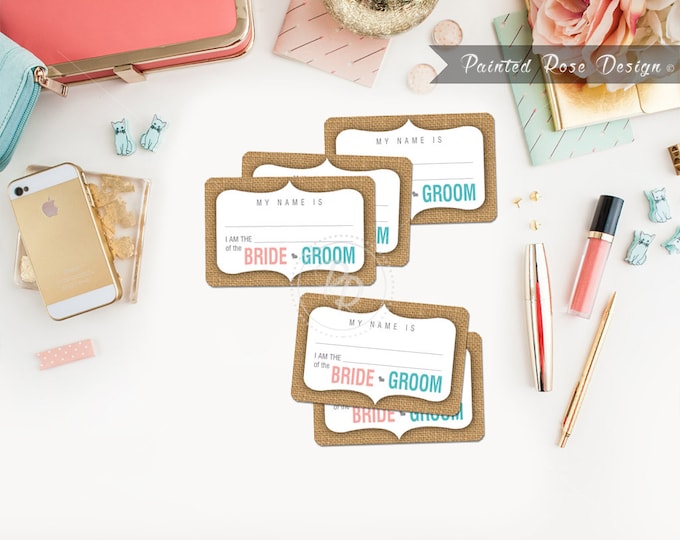 Name Tags Shabby Chic Burlap Printable Event Wedding Engagement Party ...