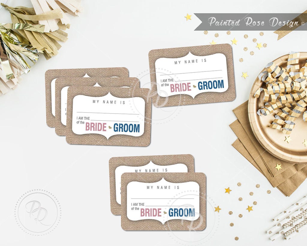 Name Tags Shabby Chic Burlap Printable Event Wedding Engagement Party ...