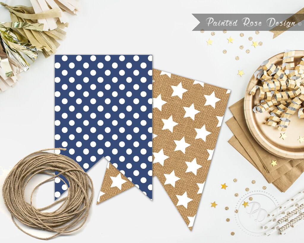 INSTANT DOWNLOAD 4th of July Pennant Flag Banner Vintage Americana ...