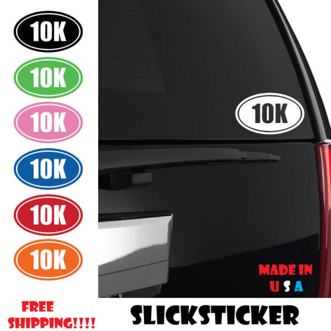 10K Sticker, Decal, Run, Half Marathon, 26.2, 13.1, 5K, 10k, 15k, 25k ...