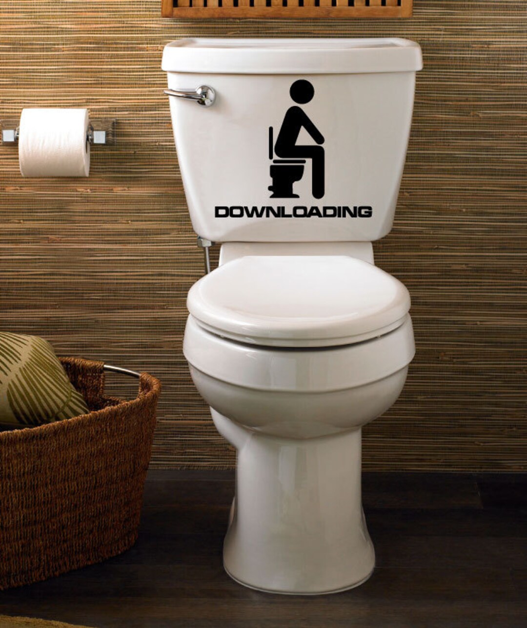 Removable DIY Toilet Seat Downloading Bathroom Art Vinyl Home Decals ...