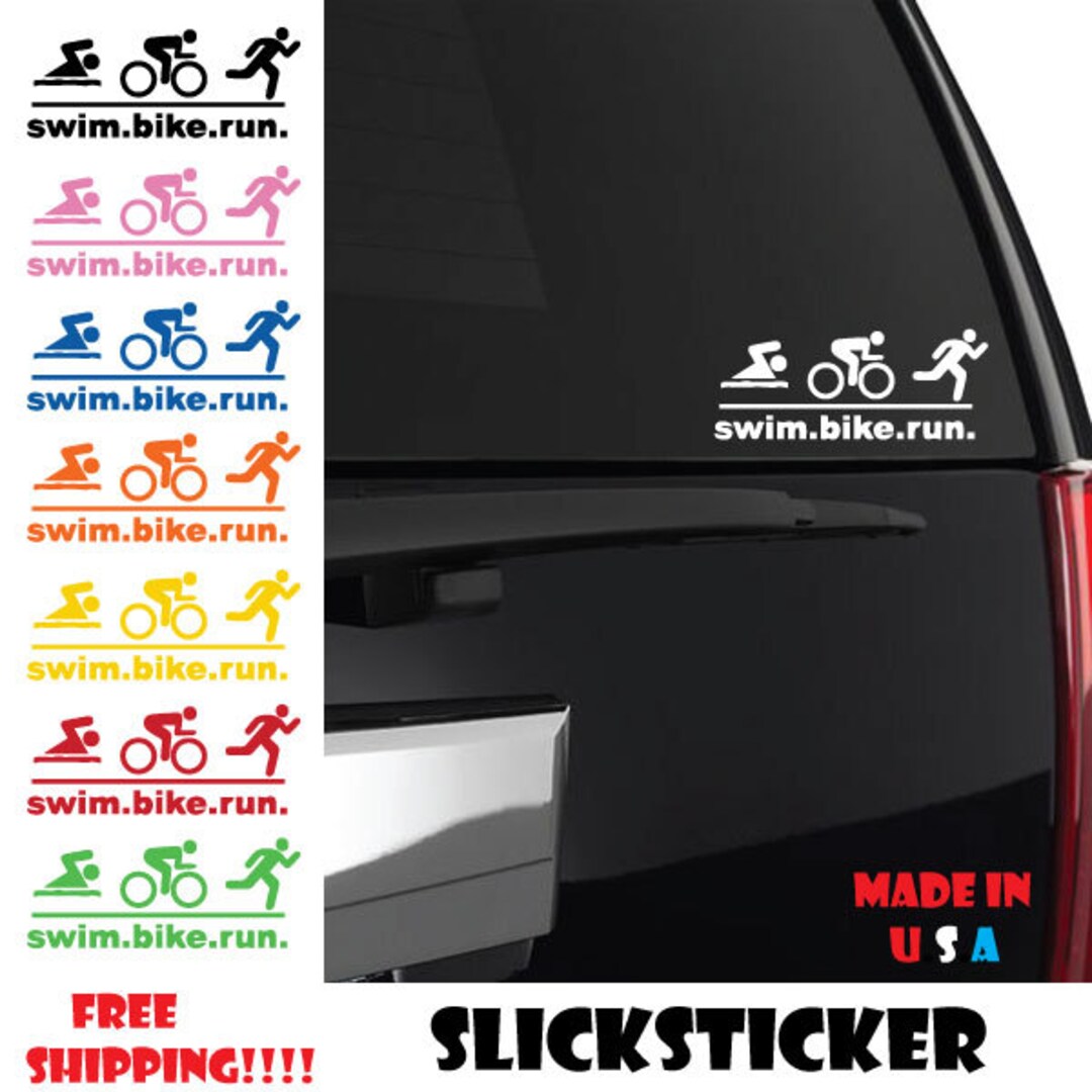 Triathlon Swim Bike Run Vinyl Decal Sticker Die Cut Run Half Marathon ...