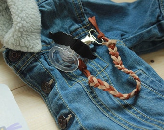 Buy 1 get 1 free Leather Pacifier Clips Pacifier Holder Binky | Etsy