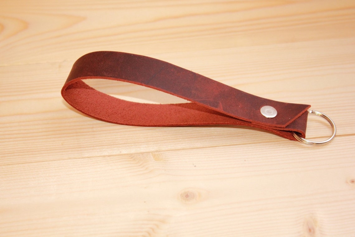 Leather Looped Keychain. Leather Key Fob. Handmade Key Holder. - Etsy