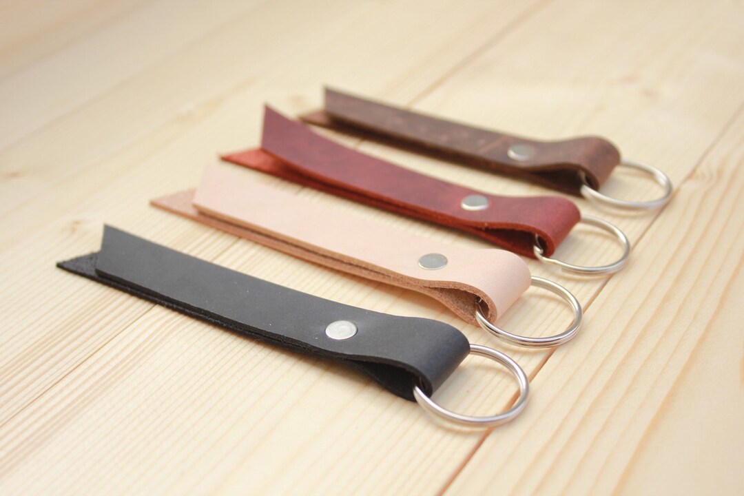 Plain Keychain. Leather Key Fob. Handmade Key Holder. Tan Mahogany or ...