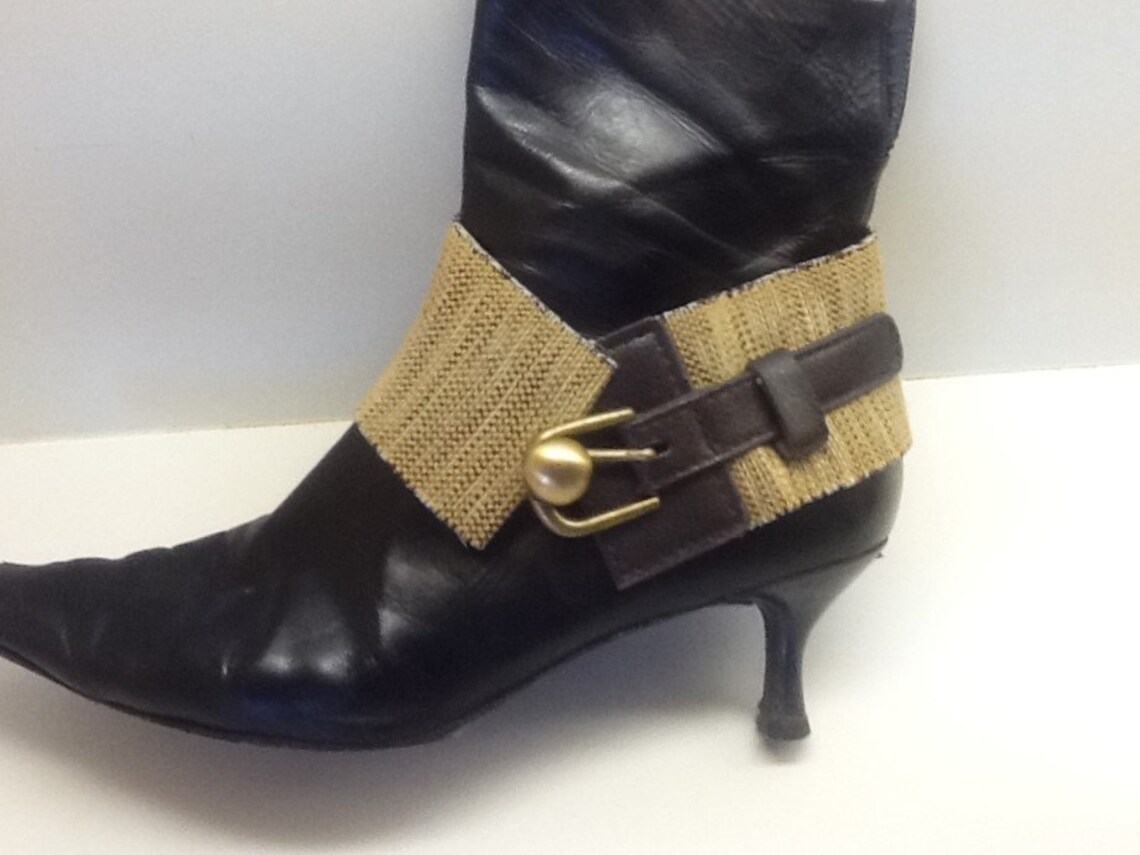 Adjustable Velcro Boot Jewelry: Burlap Flower, Belt Buckle, Lavender ...