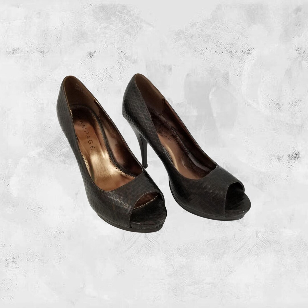 RAMPAGE Copper Brown Peep Toe Platform Heels - RAMPAGE Pumps, Size 8 - Etsy