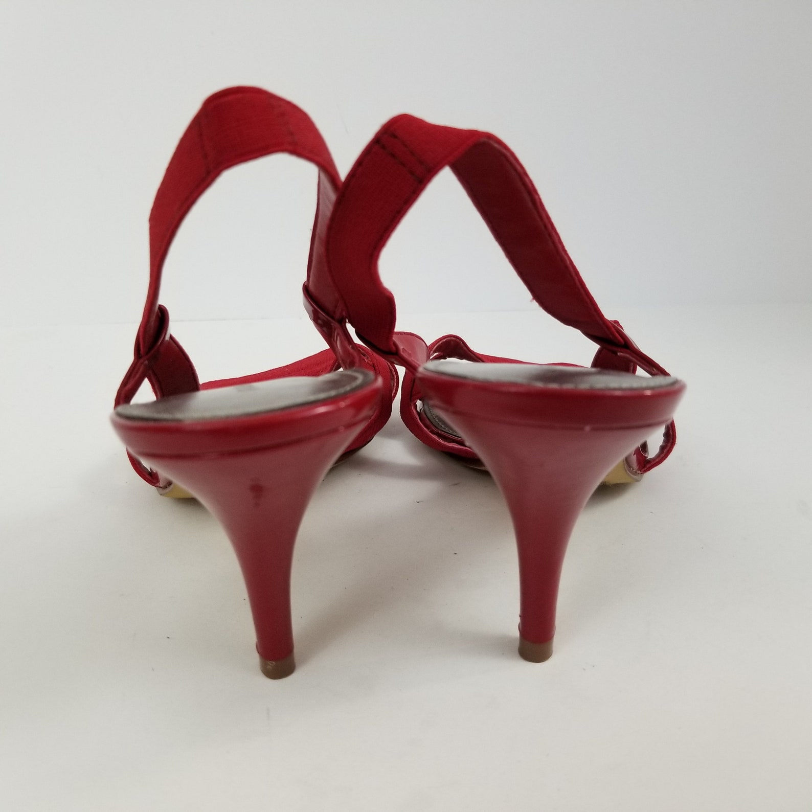 FIONI Cherry Red Sandal Peep Pumps - Red Pumps - Cute Red Heels - Red ...