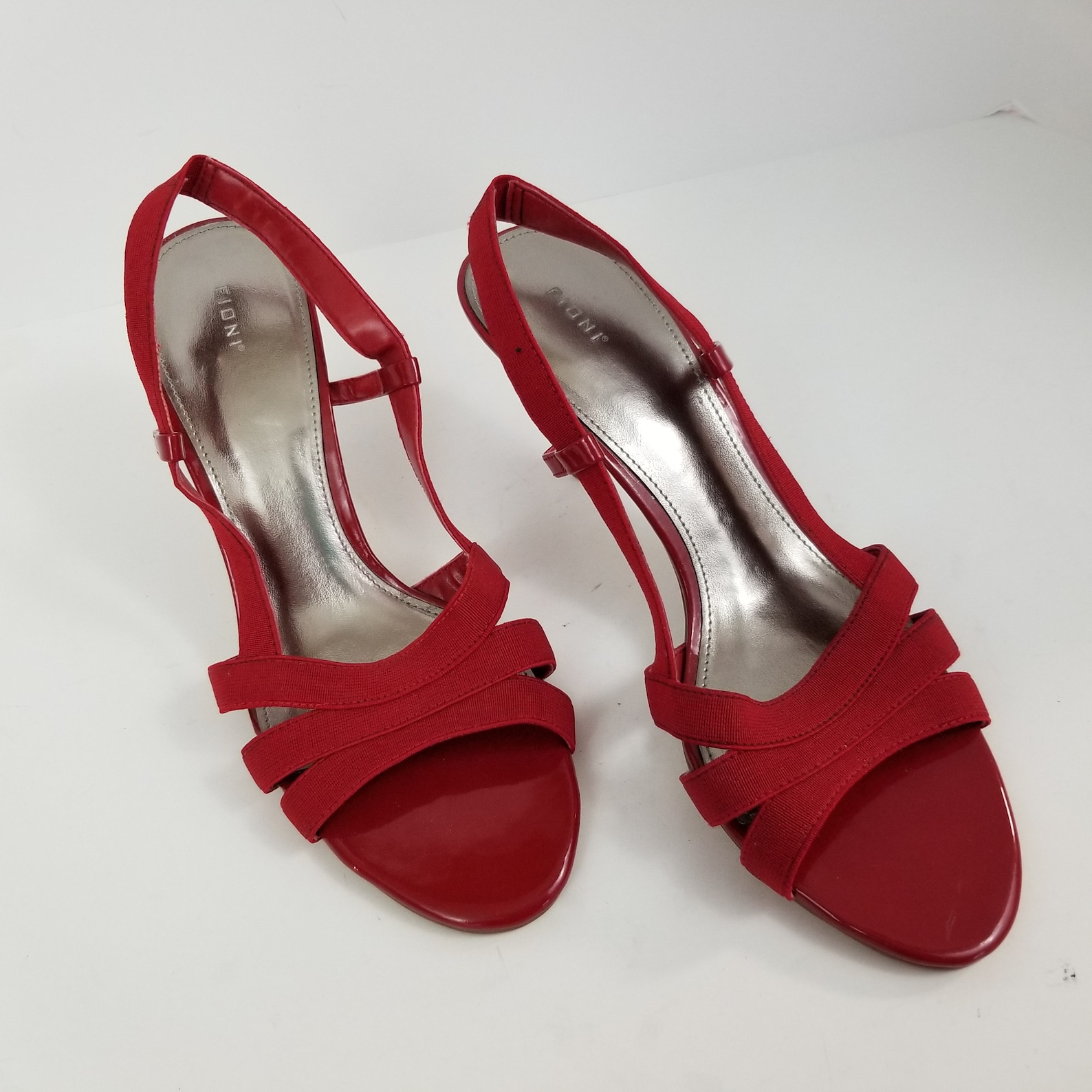 FIONI Cherry Red Sandal Peep Pumps - Red Pumps - Cute Red Heels - Red ...
