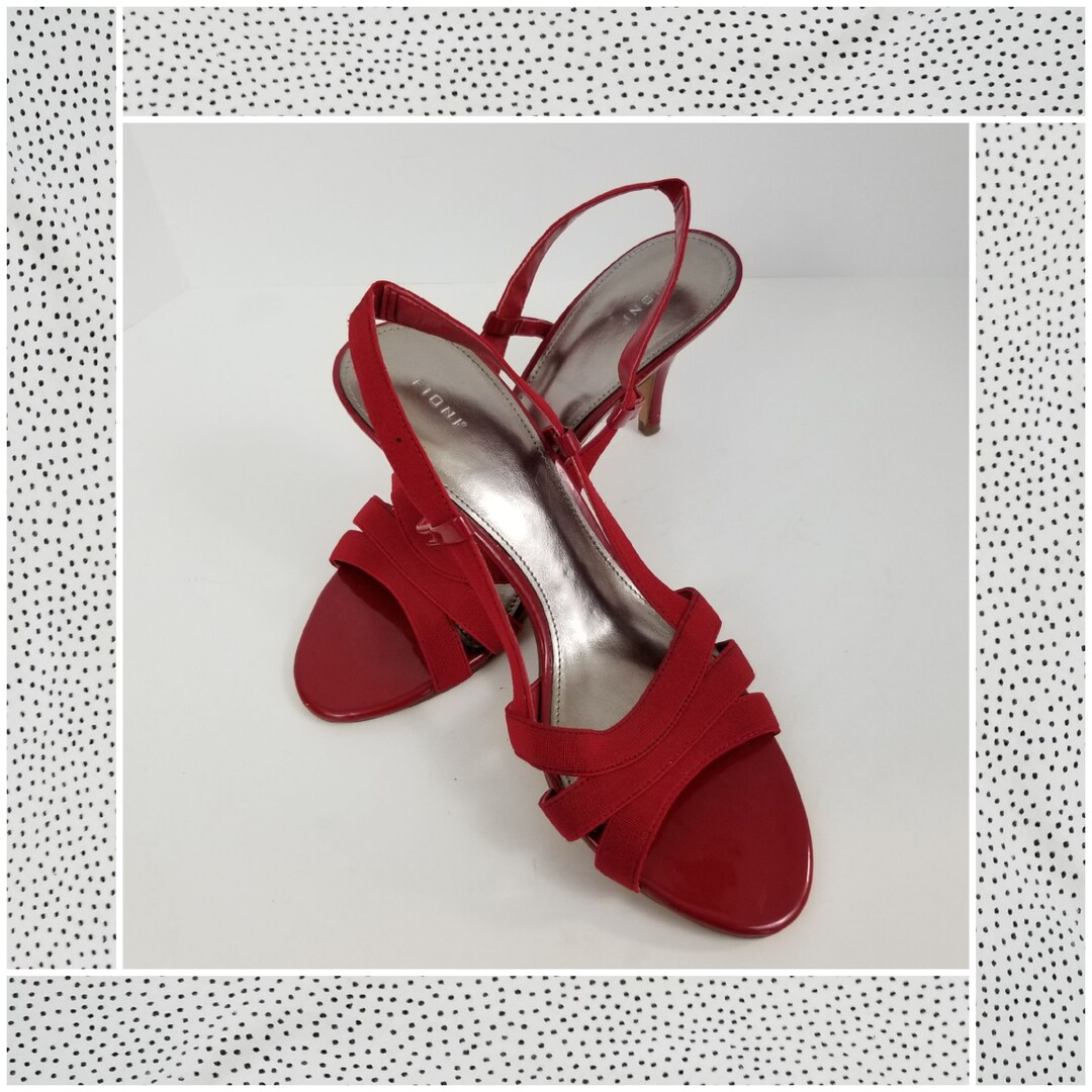 FIONI Cherry Red Sandal Peep Pumps - Red Pumps - Cute Red Heels - Red ...