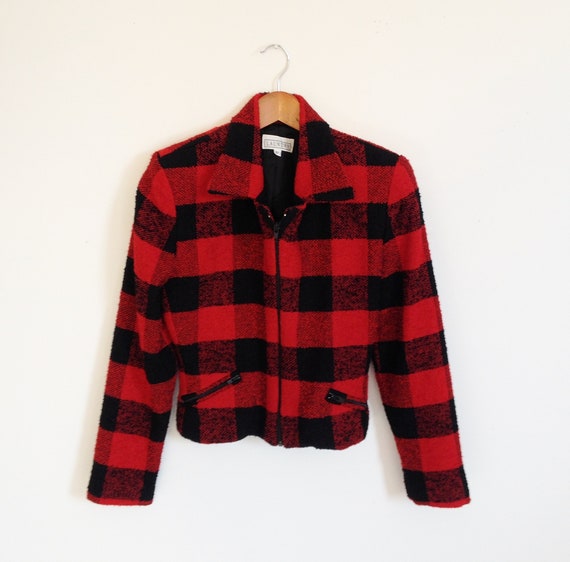 LAUNDRY 80's Red & Black Jacket - Aviator Jacket - Re… - Gem