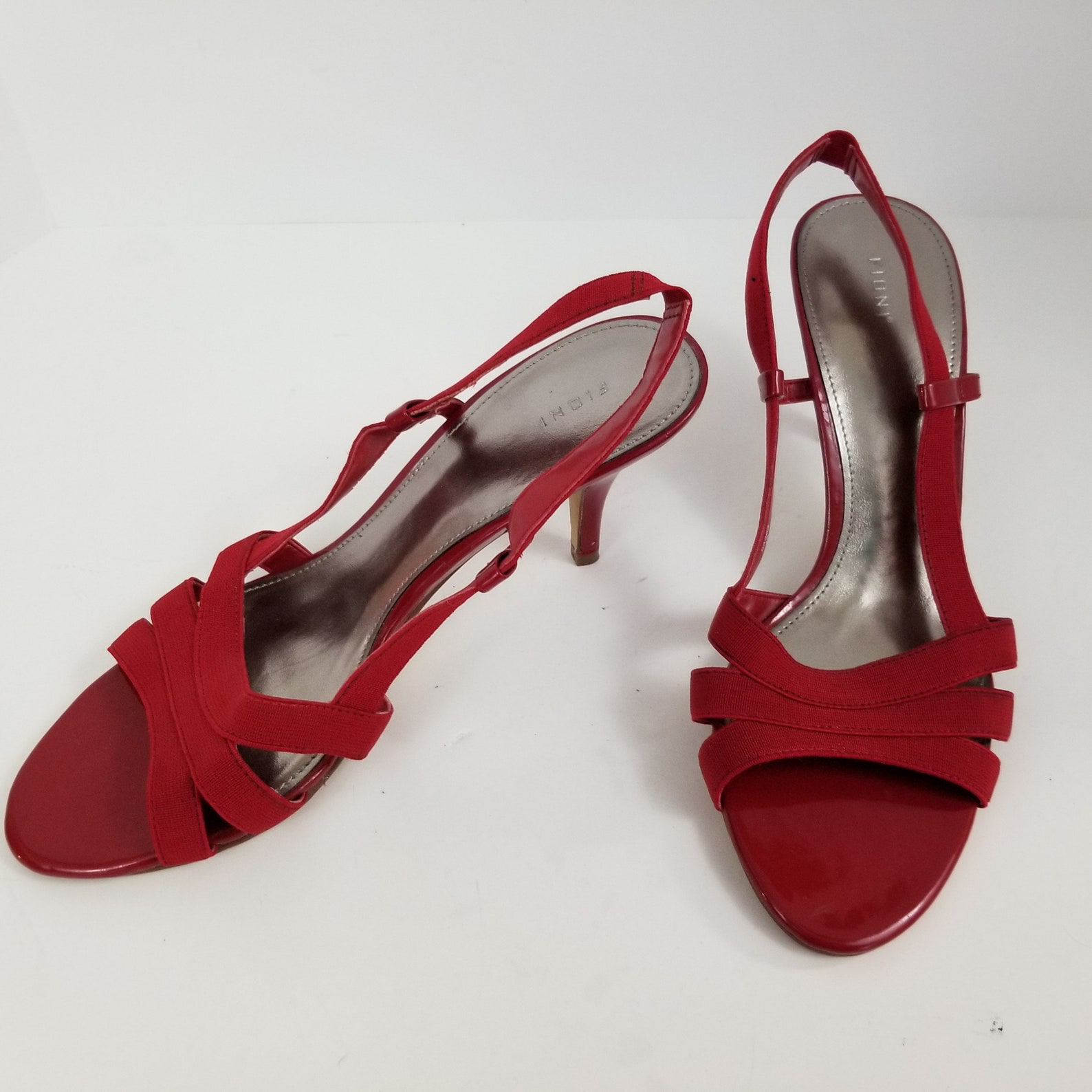 FIONI Cherry Red Sandal Peep Pumps - Red Pumps - Cute Red Heels - Red ...