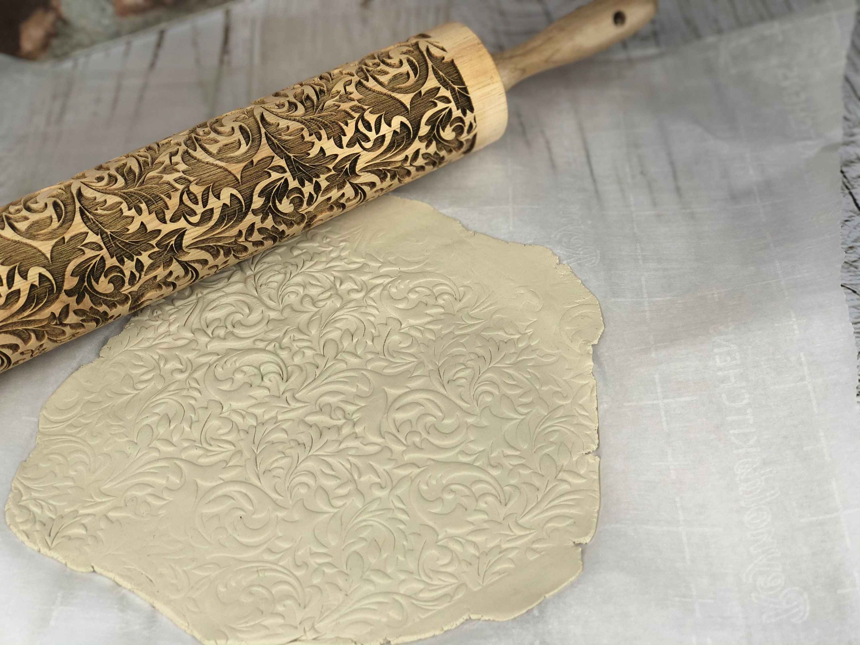 Scroll Tooled Leather Pattern Rolling Pin Laser Engraved - Etsy