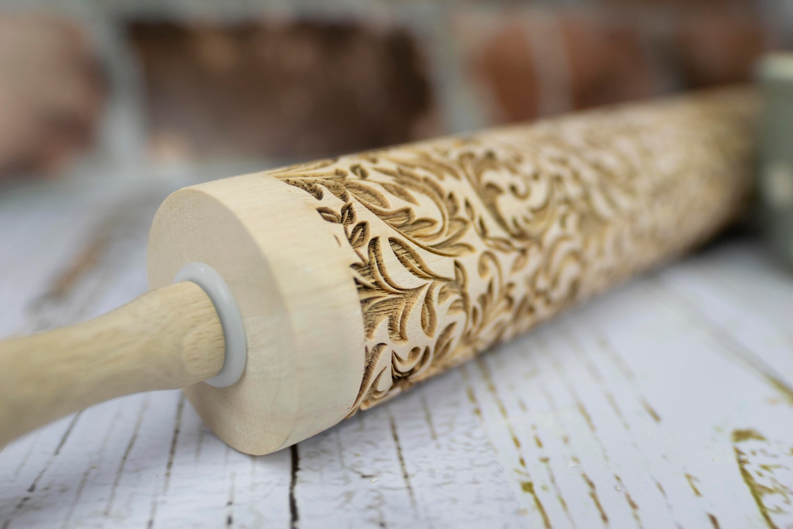 Scroll Tooled Leather Pattern Rolling Pin Laser Engraved - Etsy