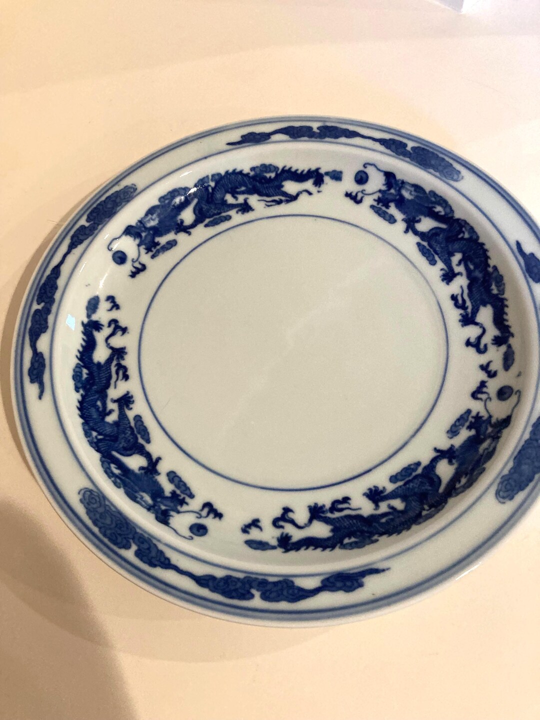 Vintage Chinese Blue and White Dragon Platter - Etsy