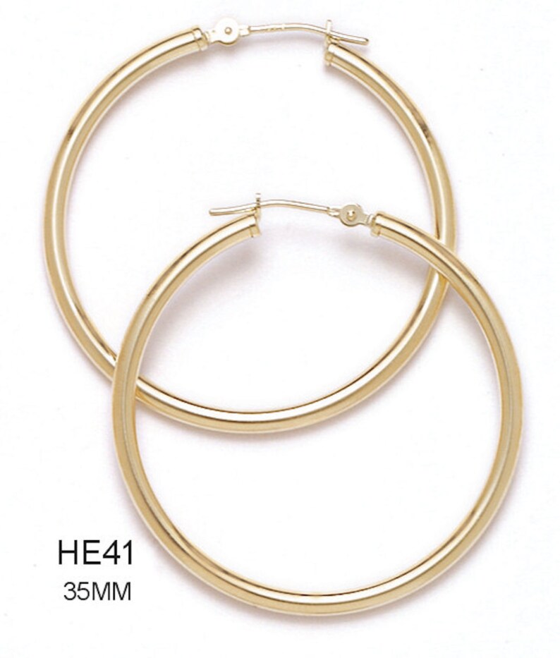 14k Solid Yellow Gold Hoop Earrings with a Hinge-Notched Post | Etsy