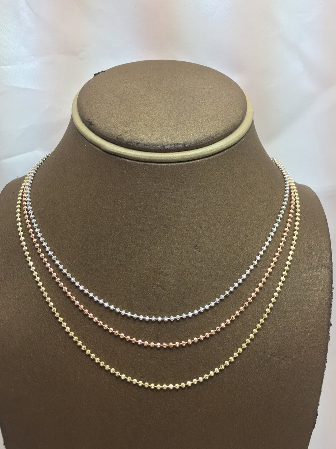 14K Solid Gold Diamond Cut Ball Chain (available in Multiple Colors ...