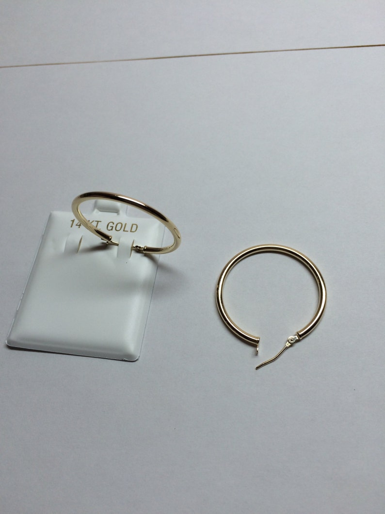 14k Solid Yellow Gold Hoop Earrings with a Hinge-Notched Post | Etsy