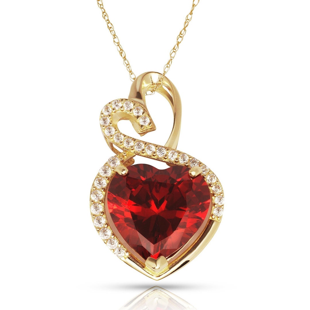14K Solid Pure Gold Heart Embrace Birthstone Pendant With CZ ...