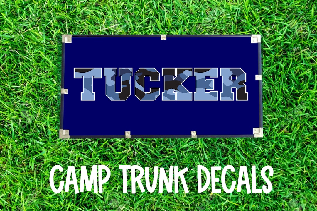 Personalized Camp Trunk Decal - Camo - Sports - Boys Name - Summer Camp ...