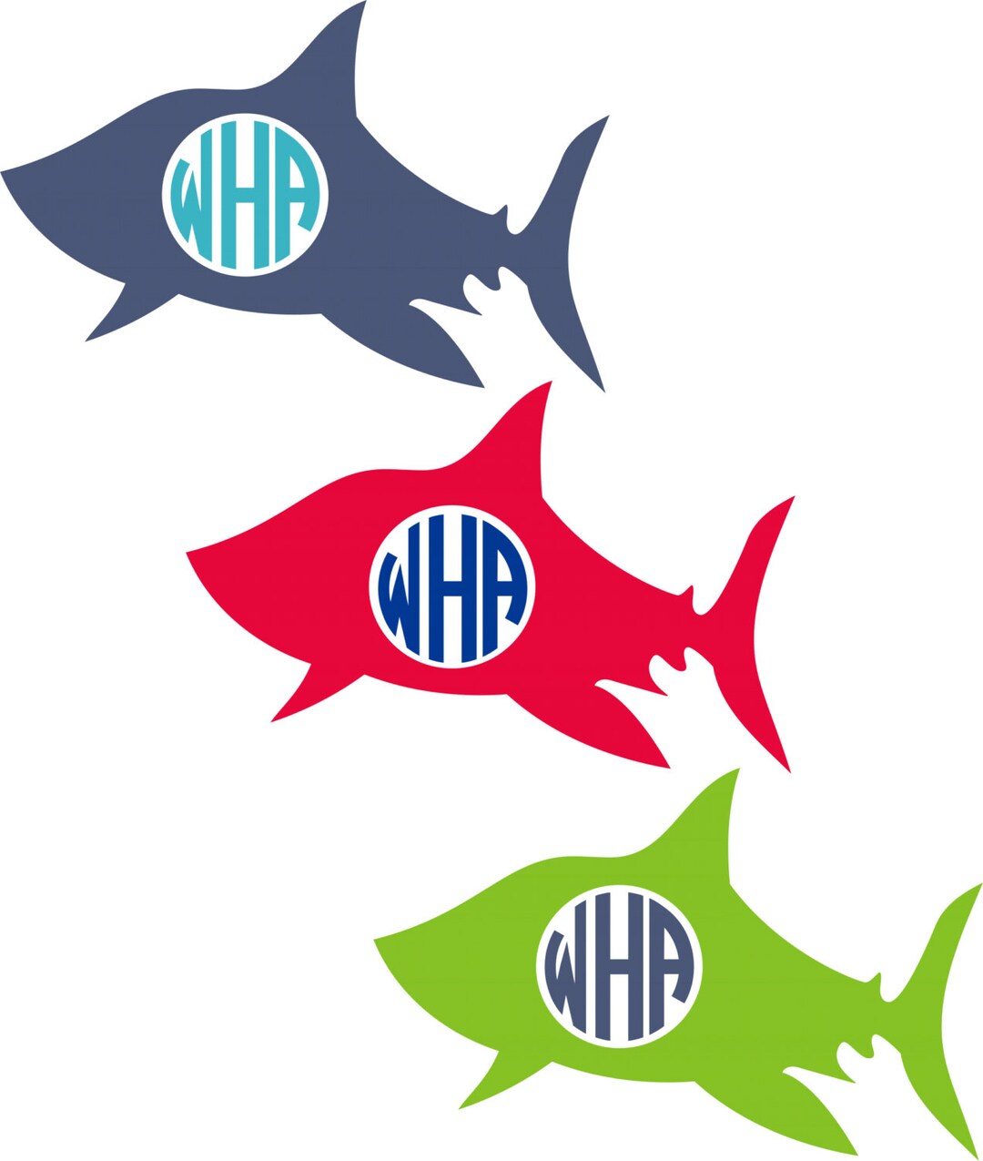 Shark Monogram Decal - Etsy