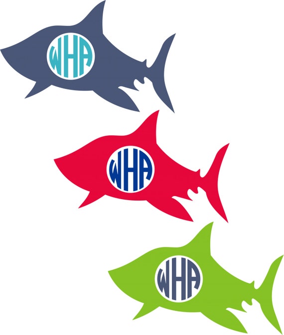 Shark Monogram Decal - Etsy