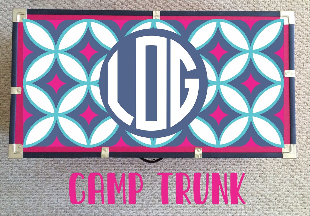 Girls Camp Trunk. Summer Camp Gear. Footlocker. Camp Monogram Decal ...