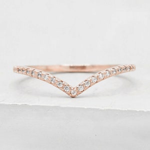 Thin 1.3mm V Chevron Ring - Rose Gold | Promise Ring | Stacking V Ring ...
