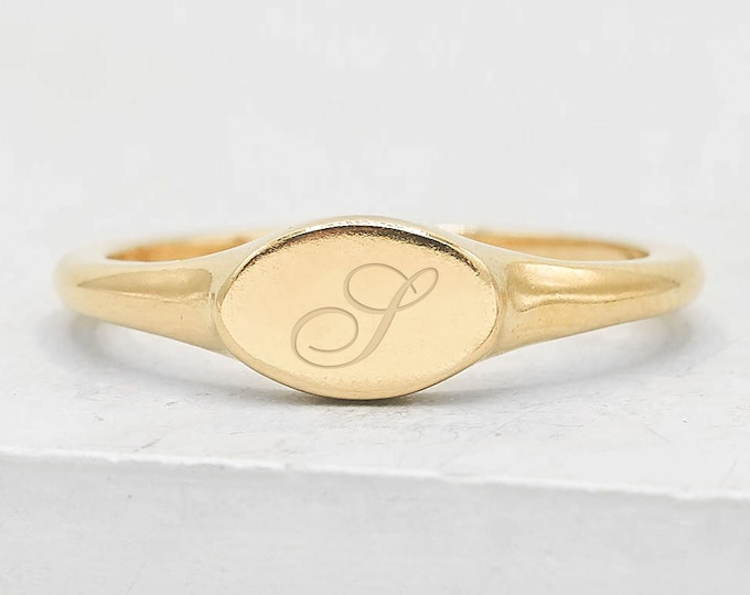 Signet Ring - Gold | Engraved Ring | Monogram Signet Ring | Initial ...