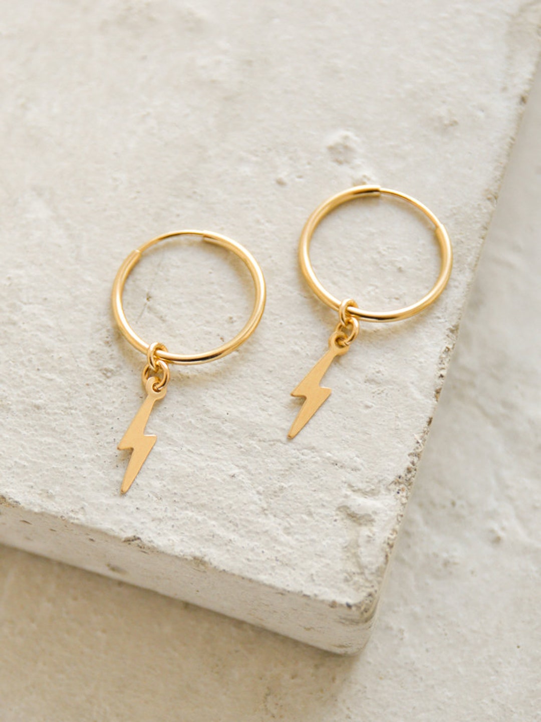 Lightning Bolt Hoop Earrings | Thunder Bolt Hoops | Gold Filled Hoops ...