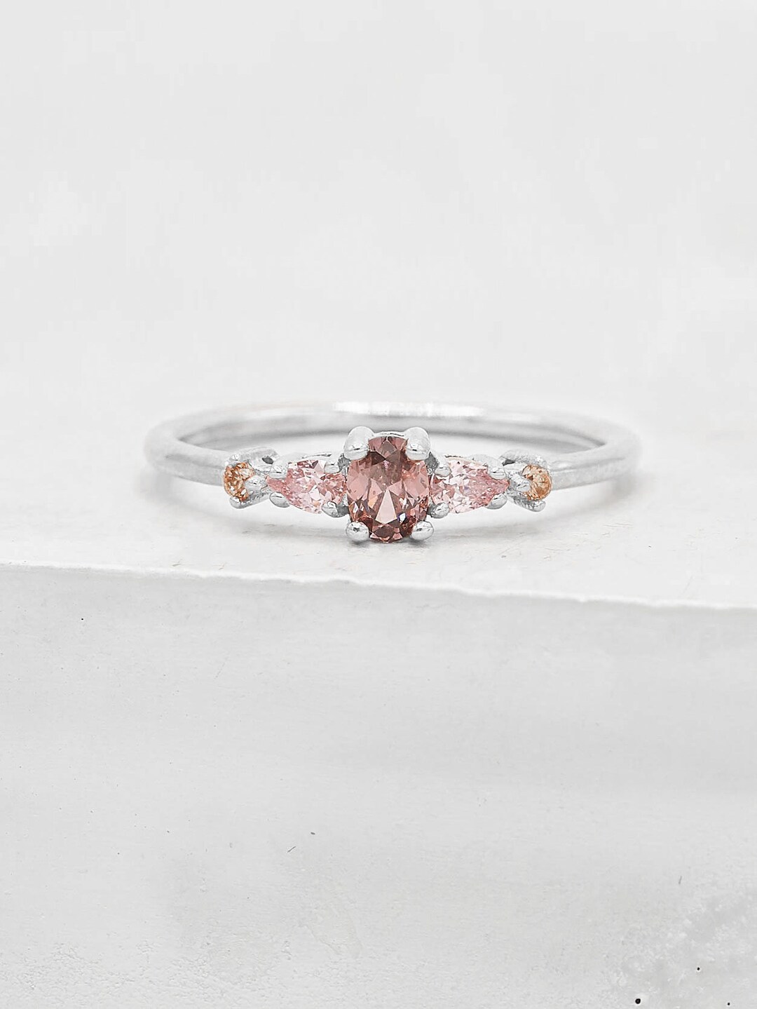 Vintage Inspired Ring Silver Pink Stacking Ring, Thin Band RHODOLITE ...