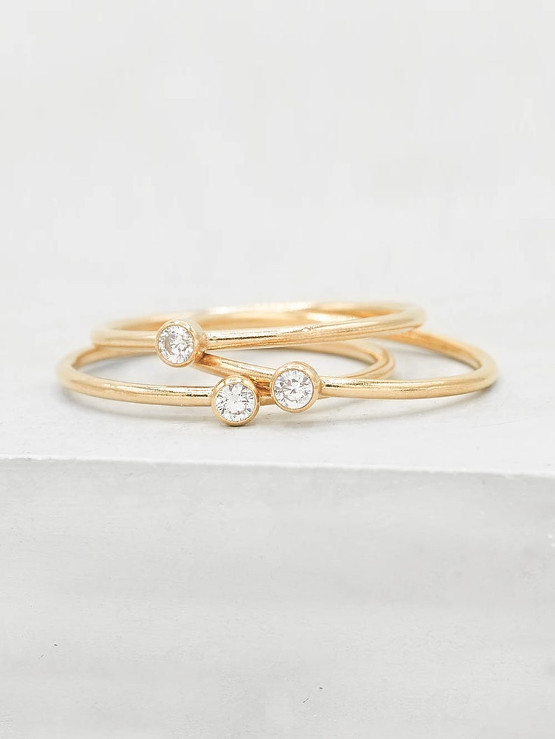 1mm CZ Stacker Gold Filled Thin Gold Band Gold Filled | Etsy