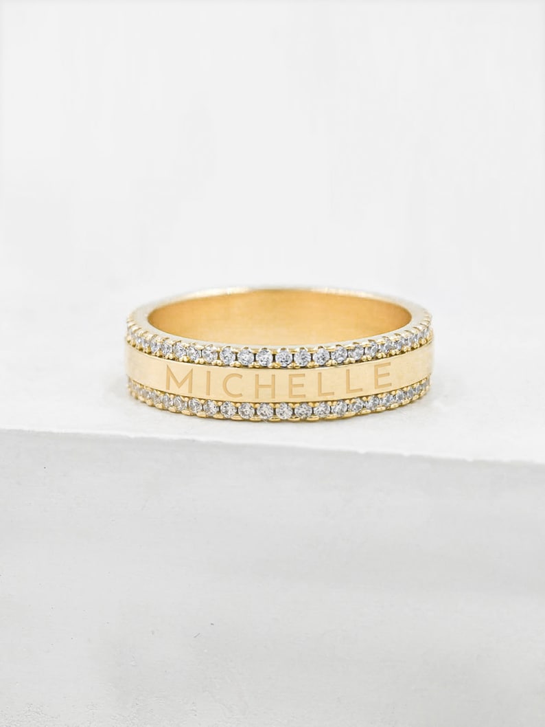 Engraved Eternity Ring Gold Engraved Ring Monogram - Etsy