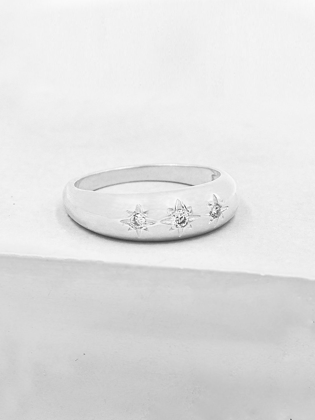 Star Dome Ring Silver Statement Ring Dome Ring Stacking Ring ...