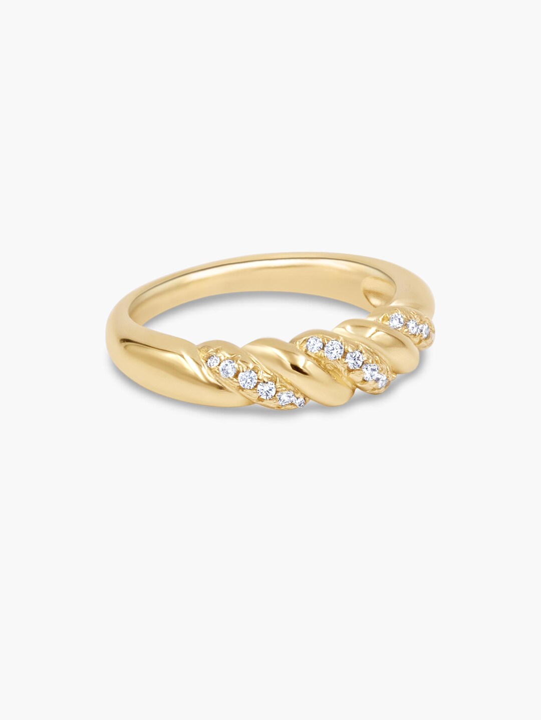 Braided Dome Ring - Sparkling Croissant Statement Dome Ring With Cubic ...