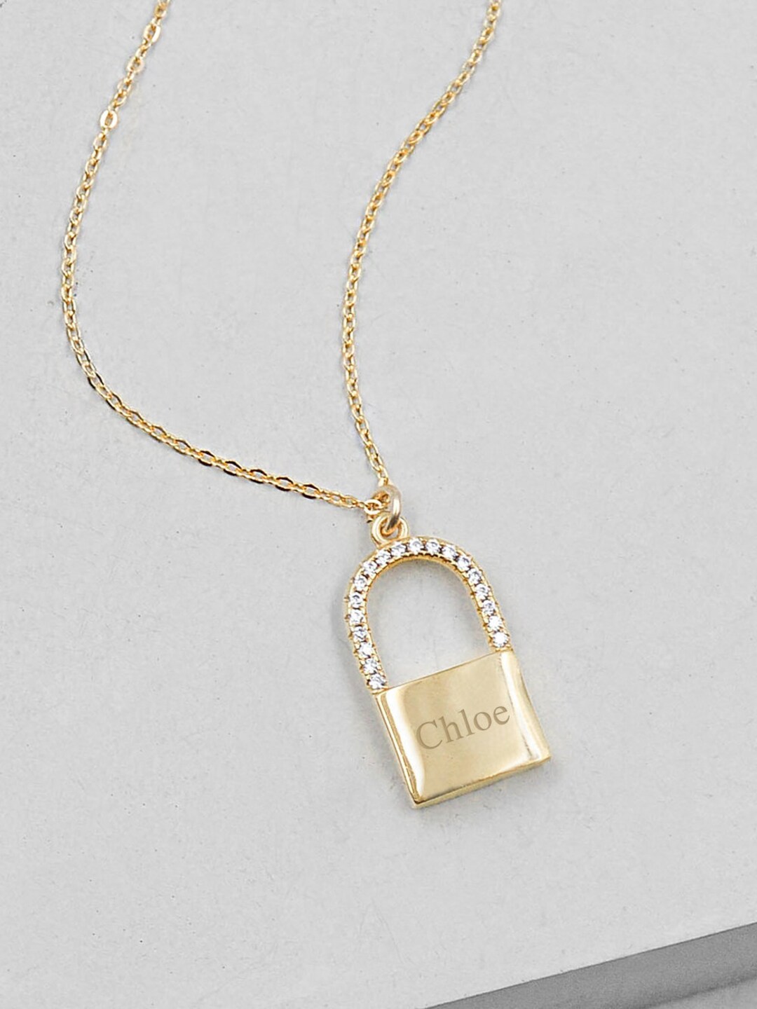 Sparkle Padlock GOLD Padlock Necklace Engraved Padlock Necklace ...