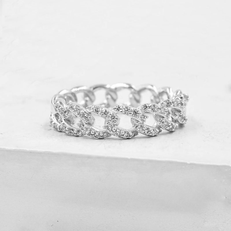 Silver Chain Ring - Etsy