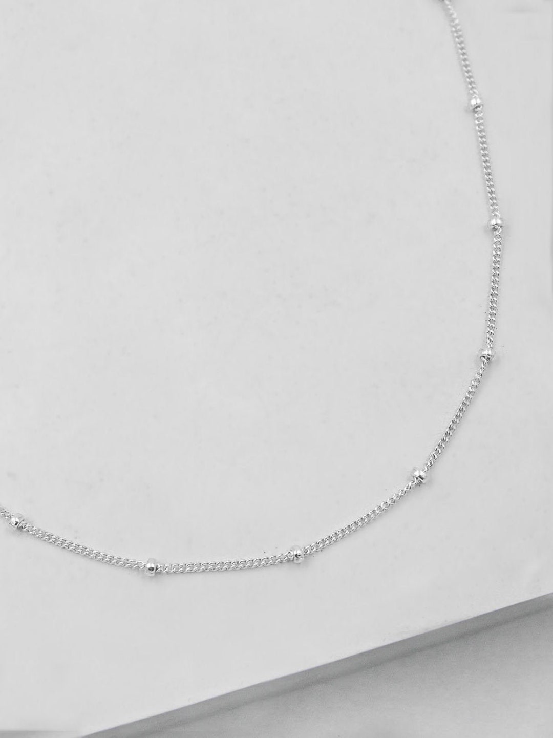 Beaded Chain Sterling Silver Necklace Different Size - Etsy