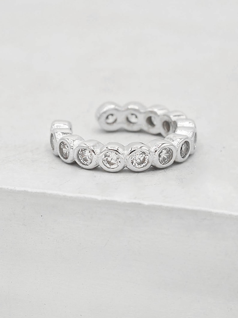 No Piercing Ear Cuff Silver Ear Cuff Round Bezel Ear Cuff | Etsy