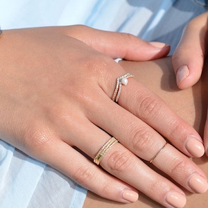 Thin 1.3mm V Chevron Ring - Rose Gold | Promise Ring | Stacking V Ring ...